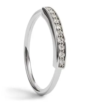 Monica Vinader Sterling And Diamond Linear Stacking Ring - Silver