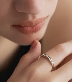 Monica Vinader Sterling And Diamond Linear Stacking Ring