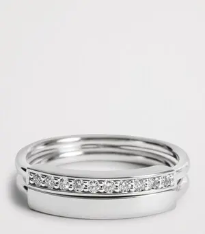 Monica Vinader Sterling And Diamond Linear Stacking Ring