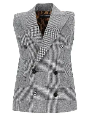 Dolce & Gabbana Gilet In Flanella Principe Di Galles