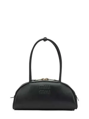 Miu Miu Beau Mini Handbag In Calf Leather With Gold-tone Hardware - Black