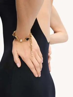 Saint Laurent Cabochon Bracelet In Enamel, Resin And Metal - Silver