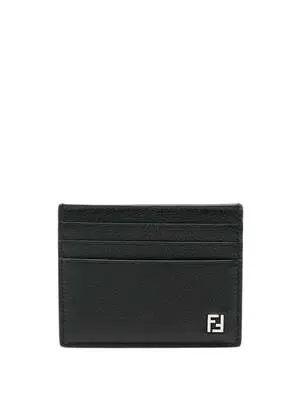 Fendi Portacarte Ff In Pelle Granata - Black