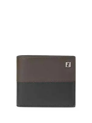 Fendi Portafoglio Ff Double In Pelle Bicolor - Black