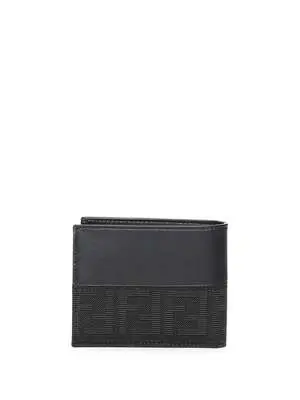 Fendi Portafoglio Bifold Ff Jacquard E Pelle