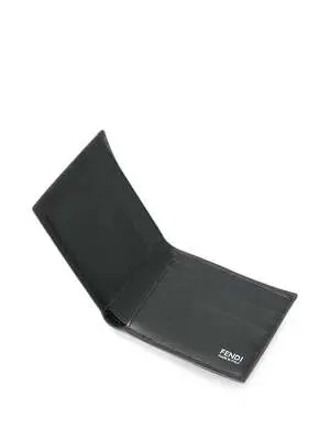 Fendi Portafoglio Ff Bi-fold In Pelle Granata