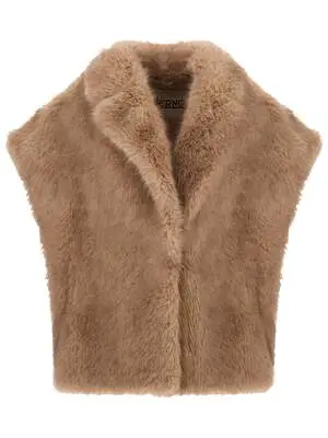 Herno Smanicato Tocco Pelliccia A Pelo Lungo - Brown
