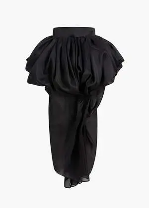 Khaite Tessa Skirt In Silk - Black