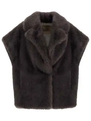 Herno Smanicato Tocco Pelliccia A Pelo Lungo - Gray