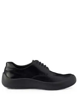 Prada Scarpe Stringate In Pelle Spazzolata - Black