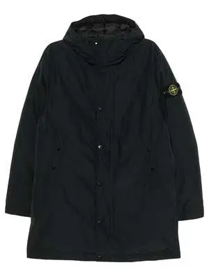 Stone Island Parka Lungo Imbottito Con Antigoccia - Black