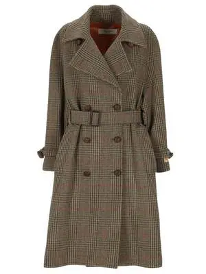 GOLDEN GOOSE Cappotto Doppiopetto Roxanne In Lana Con Motivo A Quadri - Green