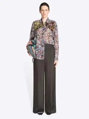 Dries Van Noten Camicia Aderente In Viscosa Ricamata