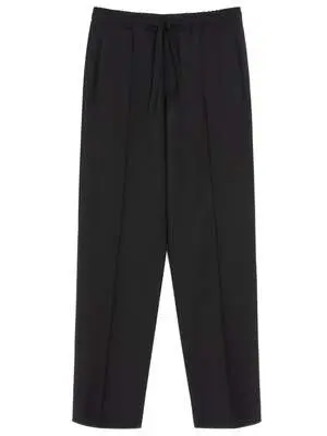 Valentino Garavani Pantalone In Lana Con Ricamo Vlogo - Black