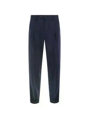 MICHAEL COAL Pleated Turn-up Trousers - Blue