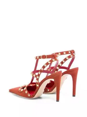 Valentino Garavani Rockstud Suede Pumps 100mm - Red