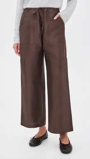 Donni. The Silk Taffeta Drawstring Cargo Pants