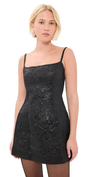 VRG GRL Rose Jacquard Mini Dress - Black