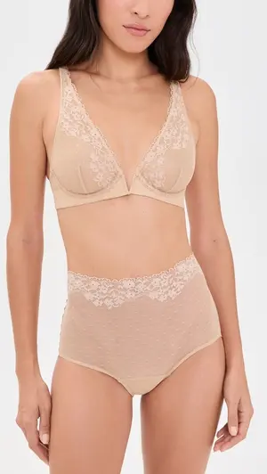 Commando Double Take Lace High Rise Bikini Panties - Beige