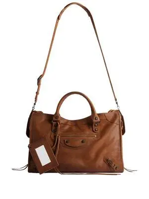 Balenciaga Borsa Le City Media In Pelle Vintage - Brown