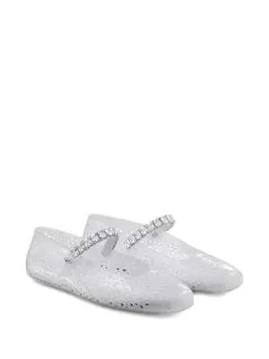 JIMMY CHOO Clear Jelly Ballerina Flats With Crystal Embellishment