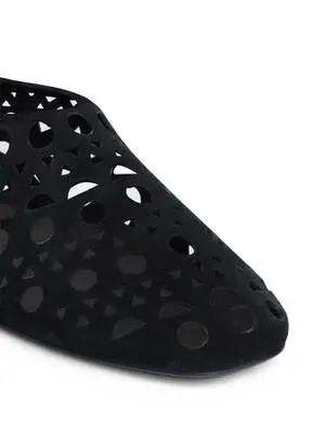 Alaïa Pantofole Vienne In Pelle Di Vitello Effetto Velluto - Black
