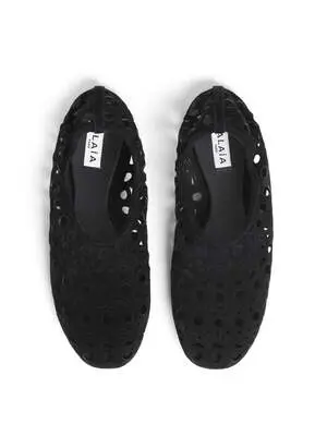Alaïa Pantofole Vienne In Pelle Di Vitello Effetto Velluto - Black