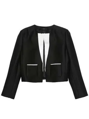 TOM FORD Giacca Spencer In Radzimir Di Lana E Seta Con Dettagli A Contrasto - Black