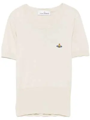 VIVIENNE WESTWOOD Bea Orb-embroidered Short-sleeve Top - White