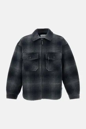 AND WANDER Giacca Con Zip In Lana A Quadri - Grigio