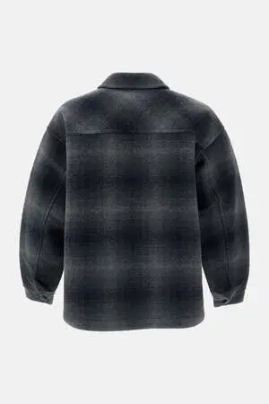 AND WANDER Giacca Con Zip In Lana A Quadri - Grigio