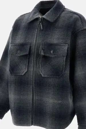 AND WANDER Giacca Con Zip In Lana A Quadri - Grigio