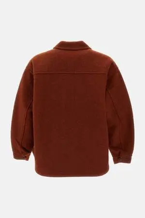 AND WANDER Giacca Zip In Lana Shaggy - Brown