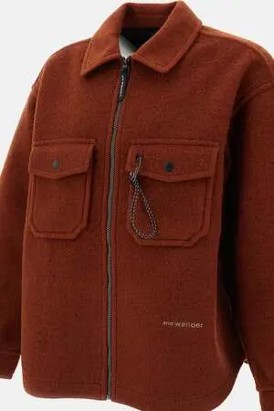 AND WANDER Giacca Zip In Lana Shaggy - Brown