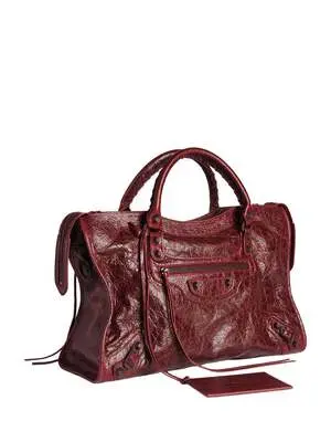 Balenciaga Le City Medium Bag In Arena Leather - Red