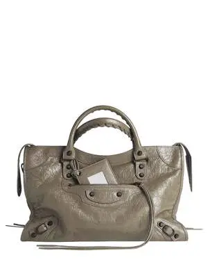 Balenciaga Le City Medium Bag In Arena Leather - Green