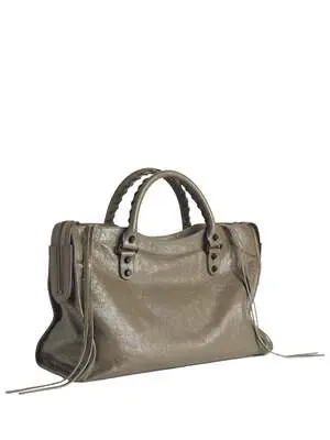 Balenciaga Le City Medium Bag In Arena Leather - Green