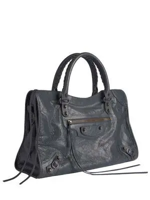 Balenciaga Le City Medium Bag In Arena Leather - Gray