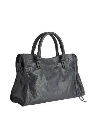 Balenciaga Le City Medium Bag In Arena Leather - Gray