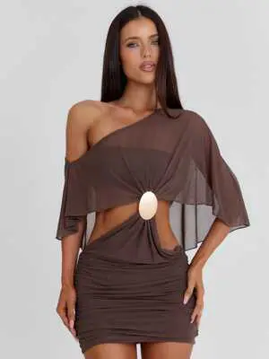 OUTCAST Madisyn Mini Dress Chocolate - Brown