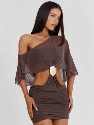 OUTCAST Madisyn Mini Dress Chocolate - Brown