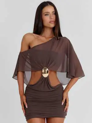 OUTCAST Madisyn Mini Dress Chocolate - Brown