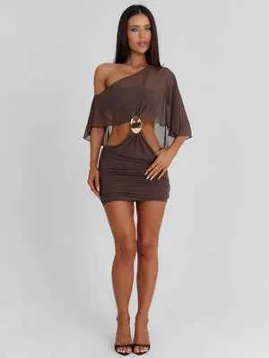 OUTCAST Madisyn Mini Dress Chocolate - Brown