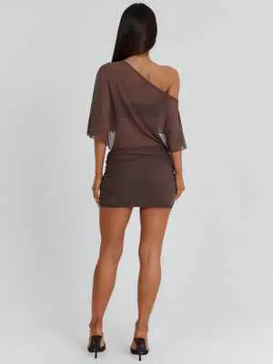 OUTCAST Madisyn Mini Dress Chocolate - Brown
