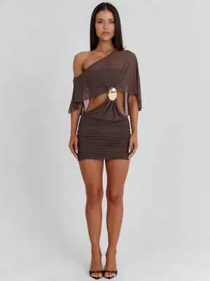 OUTCAST Madisyn Mini Dress Chocolate - Brown