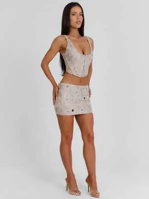 OUTCAST Zaya Mini Skirt Beige
