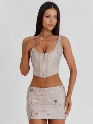 OUTCAST Zaya Corset Top Beige