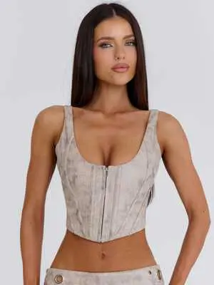 OUTCAST Zaya Corset Top Beige