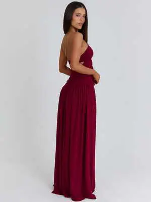 OUTCAST Nelly Maxi Dress Burgundy - Red