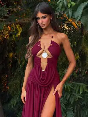 OUTCAST Nelly Maxi Dress Burgundy - Red
